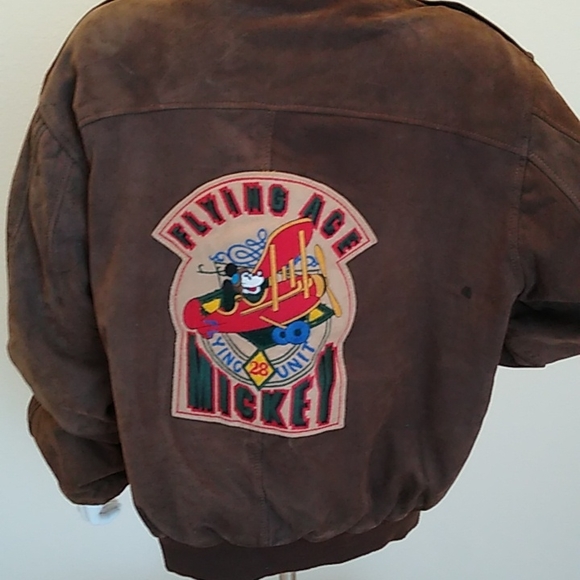 Disney | Jackets & Coats | Disney Flying Aces Mickey Mouse Leather ...